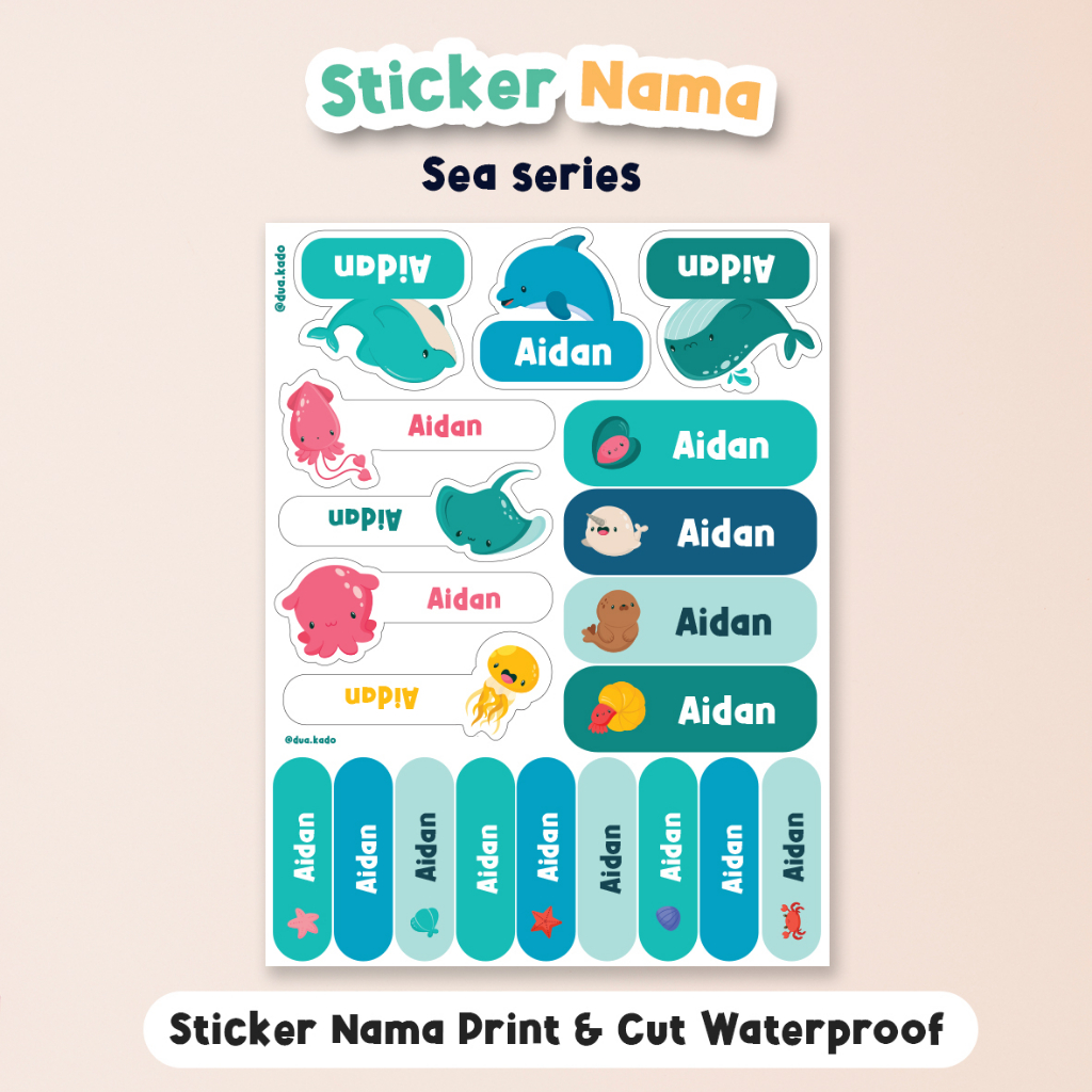 Jual Label Nama Waterproof all in one, Stiker Nama tumbler, kotak ...