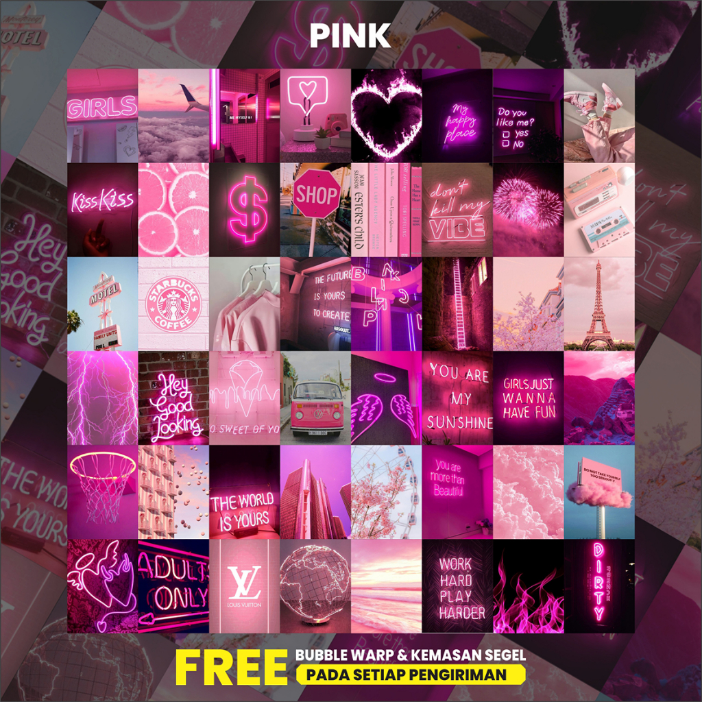 Jual Poster Dinding Aesthetic Bundle Pink Isi 48/24 Poster | Poster ...