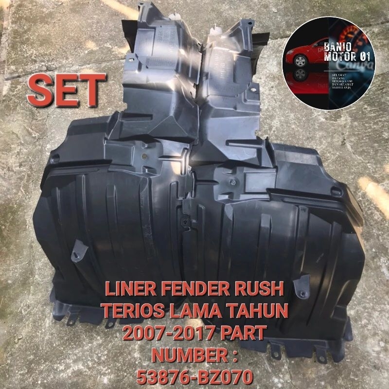 Jual LINER FENDER RUSH TERIOS LAMA TAHUN 2007-2017 PART NUMBER : 53875-BZ070 ORIGINAL | Shopee ...