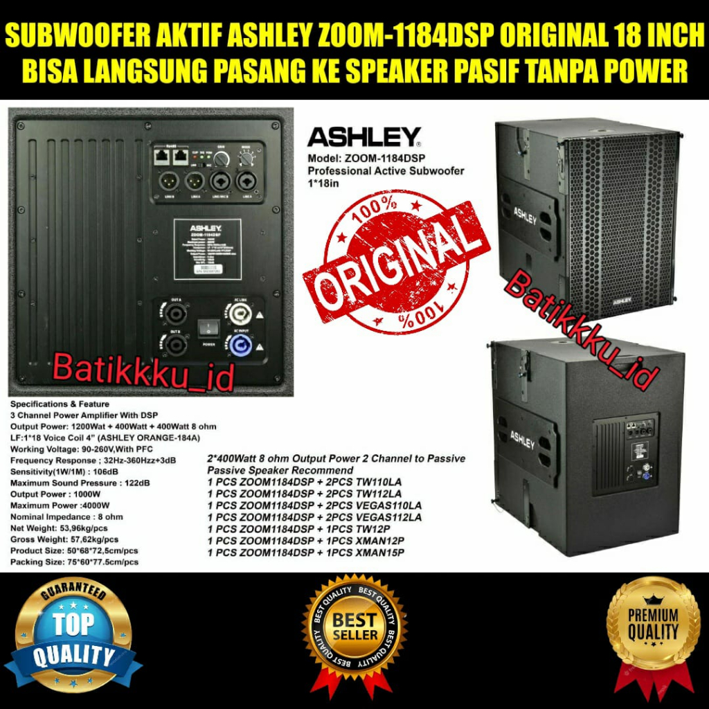 Jual Subwoofer Aktif ASHLEY ZOOM 1184DSP ZOOM1184DSP ZOOM 1184 DSP ...