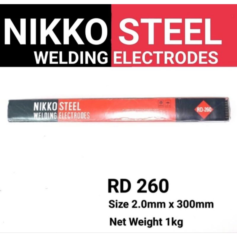 Jual Kawat Las Listrik Besi Nikko Steel RD 260 size 2.0mm x 300mm kemasan 1kg | Shopee Indonesia