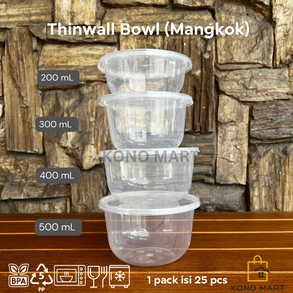 Jual [25PCS] Thinwall Mangkok ( Bowl ) MERK VICTORY / KLIR Kotak Mika Tempat Penyimpanan Pudding ...