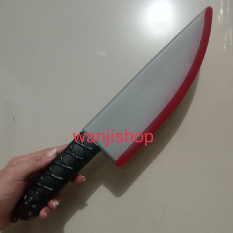 Jual PISAU PLASTIK blood knife pisau dapur palsu golok darah halloween ...