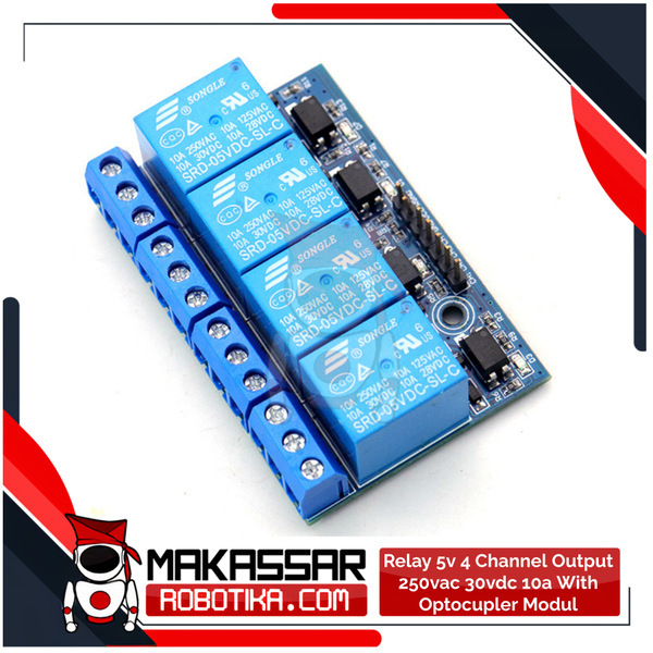 Jual Relay 5v 4 Channel Output 250vac 30vdc 10a With Optocupler Modul ...