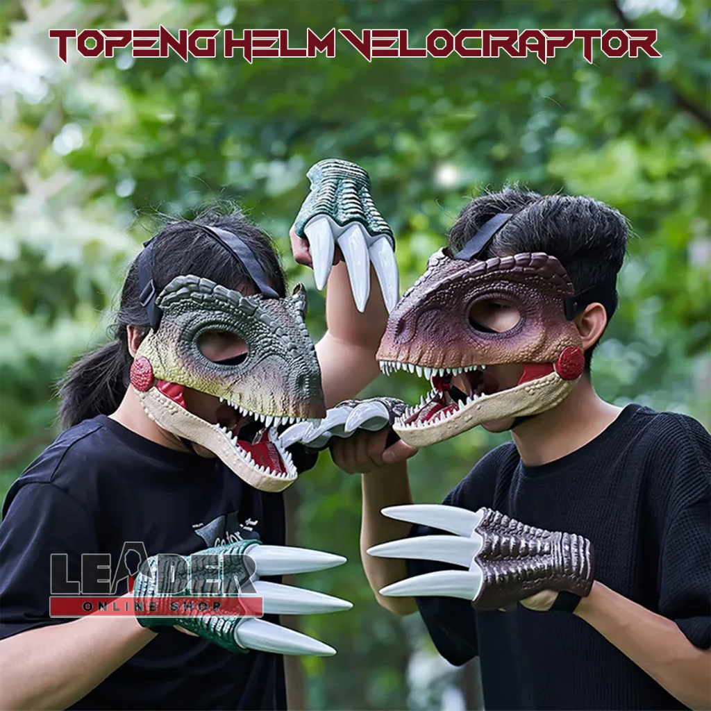Jual HELM TOPENG DINOSAURUS VELOCIRAPTOR SUARA AUMAN GERAK REALISTIC ...