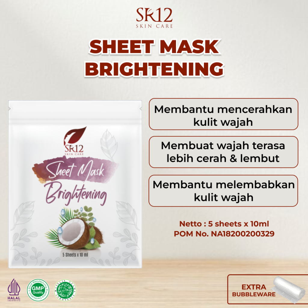 Jual SHEET MASK BRIGHTENING SR12 BPOM / MASKER WAJAH ORIGINAL MENCERAHKAN / SHEET MASK PENCERAH ...