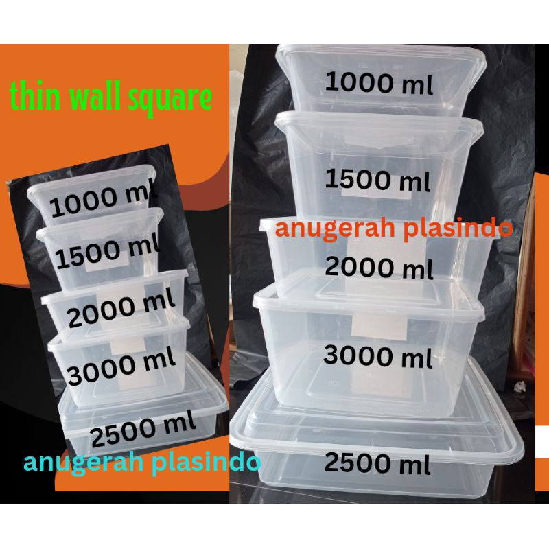 Jual kotak makan plastik thinwall DM square 2500ml | Shopee Indonesia
