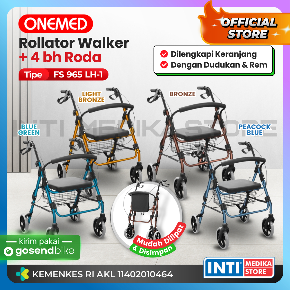Jual ONEMED - Rollator Aids FS-965LH / Alat Bantu Jalan + Roda | Shopee ...