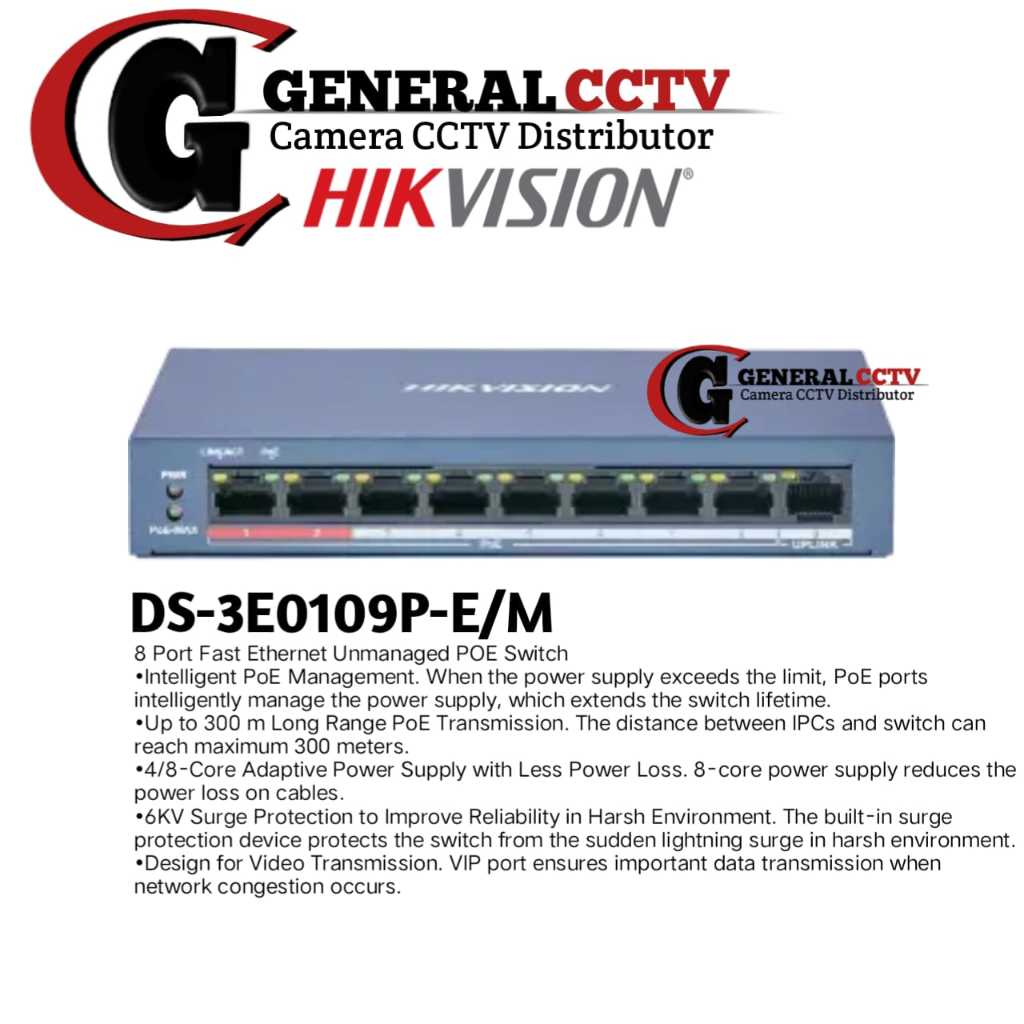 Jual POE SWITCH HIKVISION DS-3E0109P-E/M 8 PORT + 1 UPLINK | Shopee Indonesia