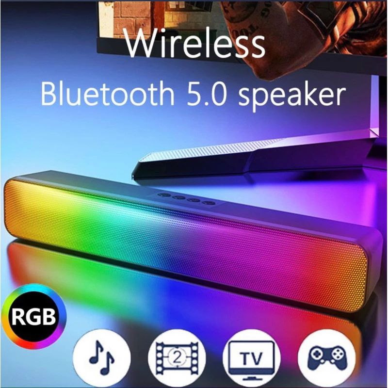 Jual Speaker bluetooth soundbar RGB 8 colors LED light Computer TV ...