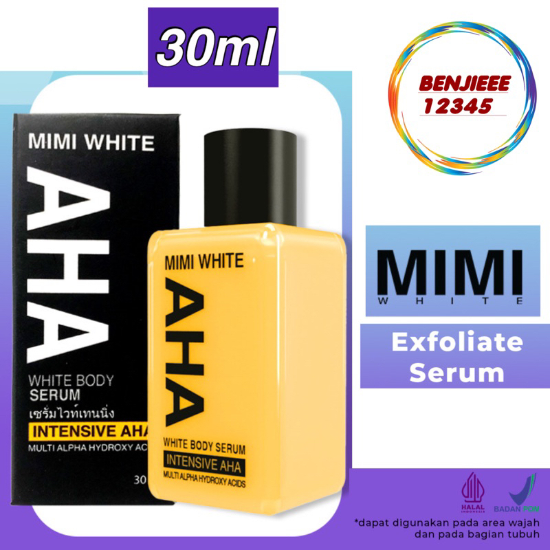 Jual Mimi White AHA body serum 30ml whitening brightening booster tubuh 30 ml aha brightening ...