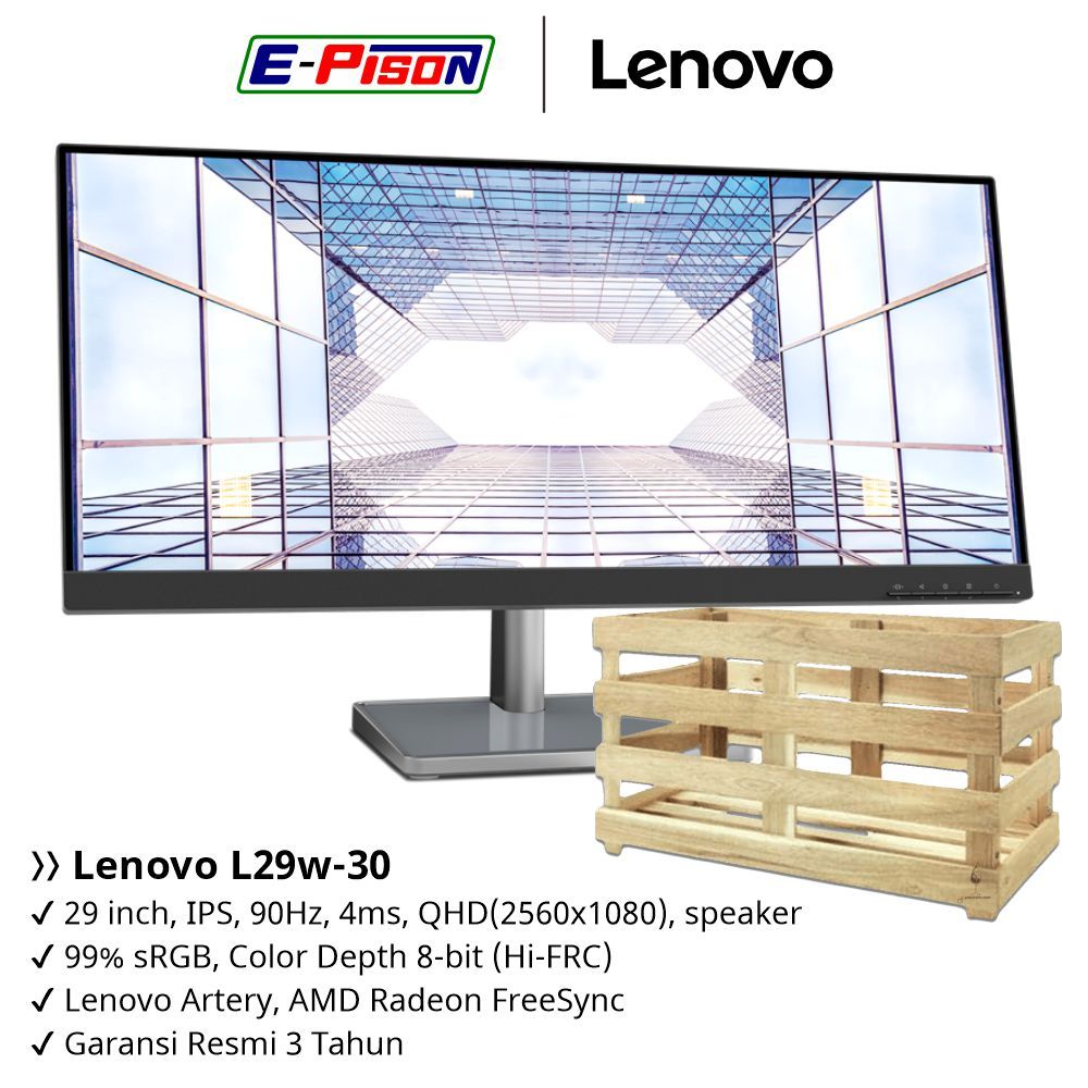 Jual LENOVO L29w-30 Monitor 29" IPS 90Hz 4ms QHD 2560x1080 Packing Kayu ...