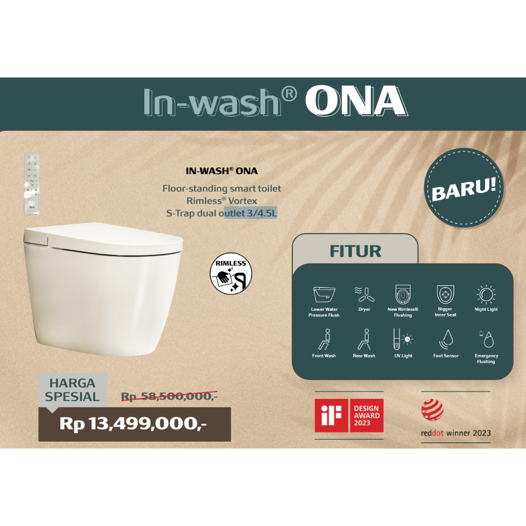Jual Smart Toilet Floor Standing Kloset Roca In Wash Ona | Shopee Indonesia