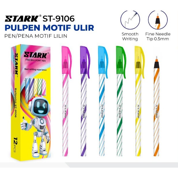 Jual (12pc) PULPEN ULIR / PEN LILIN STARK 1 PAK / BOLPOIN HITAM MURAH ...