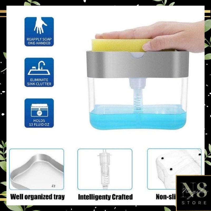 Jual Dispenser Sabun Cair Cuci Piring Soap Pump Sponge Caddy / Tempat ...