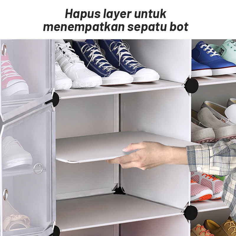 Jual Rak Sepatu 4 /6/8 Susun Tertutup Anti Debu Shoe Storage Boxes ...