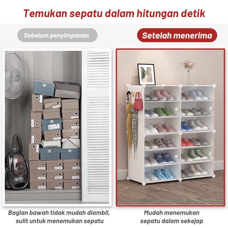 Jual Rak Sepatu 4 /6/8 Susun Tertutup Anti Debu Shoe Storage Boxes ...