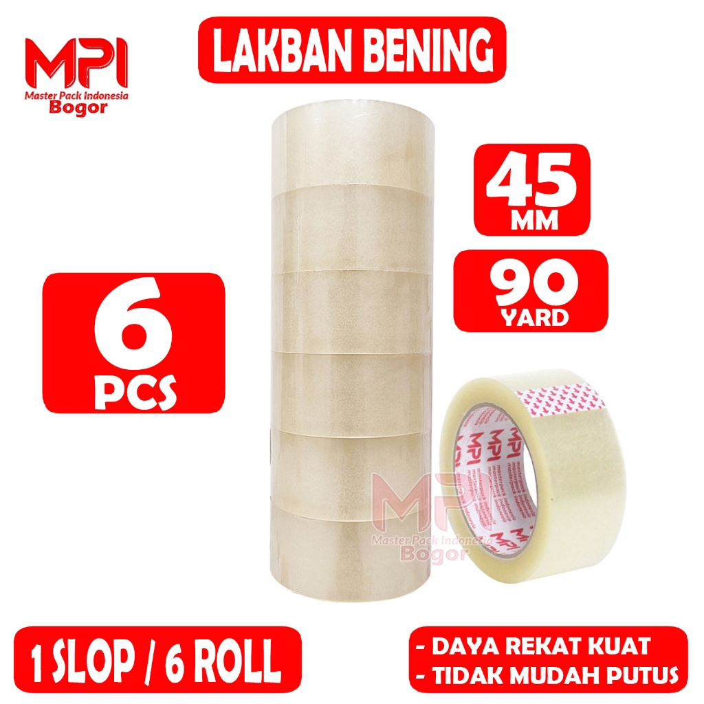 Jual 1 SLOP [ 6 Pcs ] Lakban Bening MPI 45 mm x 90 yard / Lakban ...