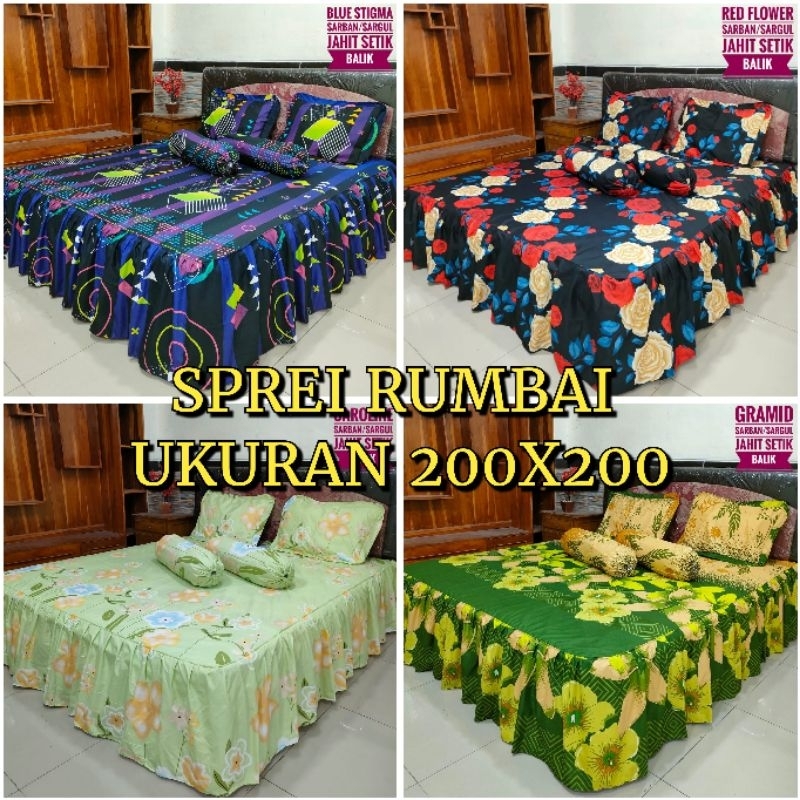 Jual SPREI RUMBAI&RUMBAI SUSUN UKURAN JUMBO 200X200x45 cm | Shopee ...