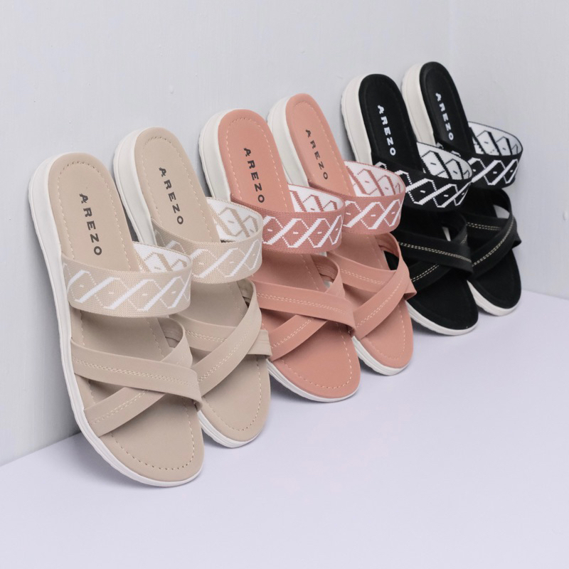 Jual Sandal Wanita Slop Arezo Korean Style Sandal slipper Sepatu Sandal ...