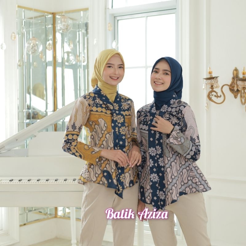 Jual Batik Wanita Kutubaru Modern Lengan Panjang Kancing Depan Blus ...