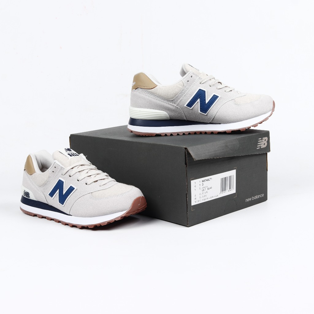 Jual (MDNS) Sepatu New Balance 574 Beige Navy - NB 574 | Shopee Indonesia