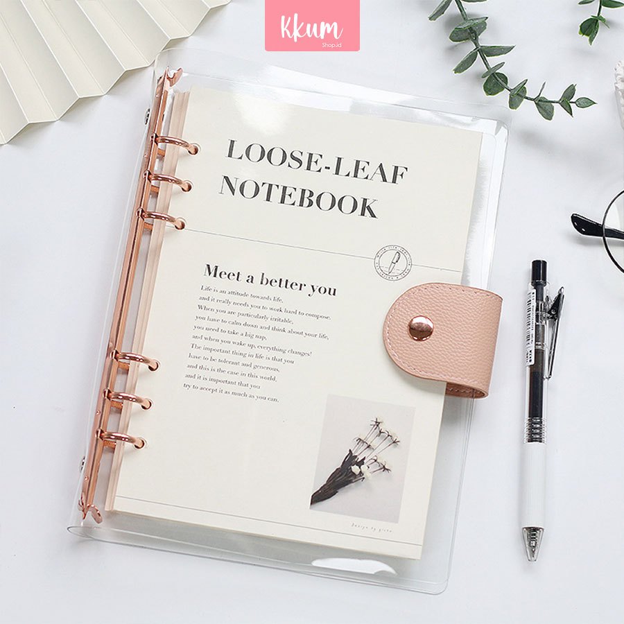 Jual Elegant Binder A5 Transparan Binder with Clip Note Book Rose Gold ...