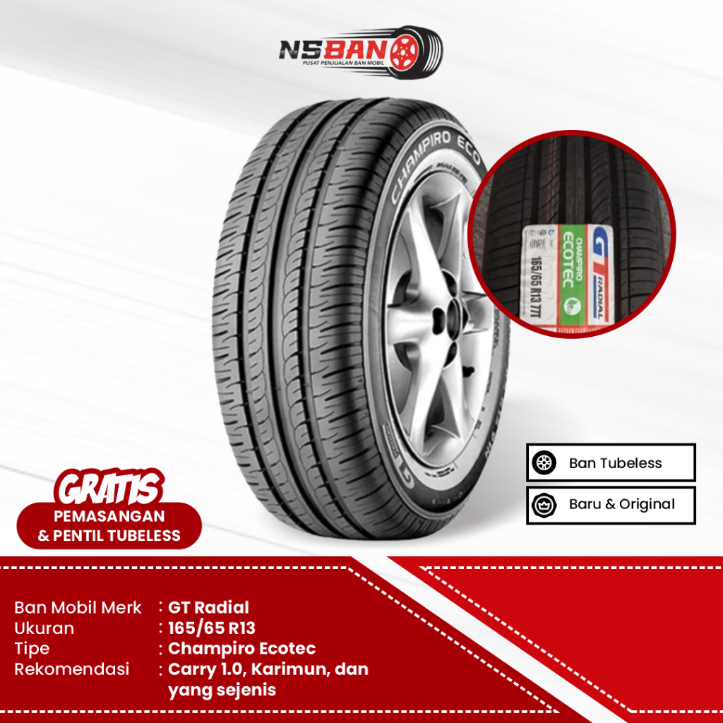 Jual Roda Ban Mobil GT Radial 165/65 R13 Champiro Ecotec Karimun Carry ...
