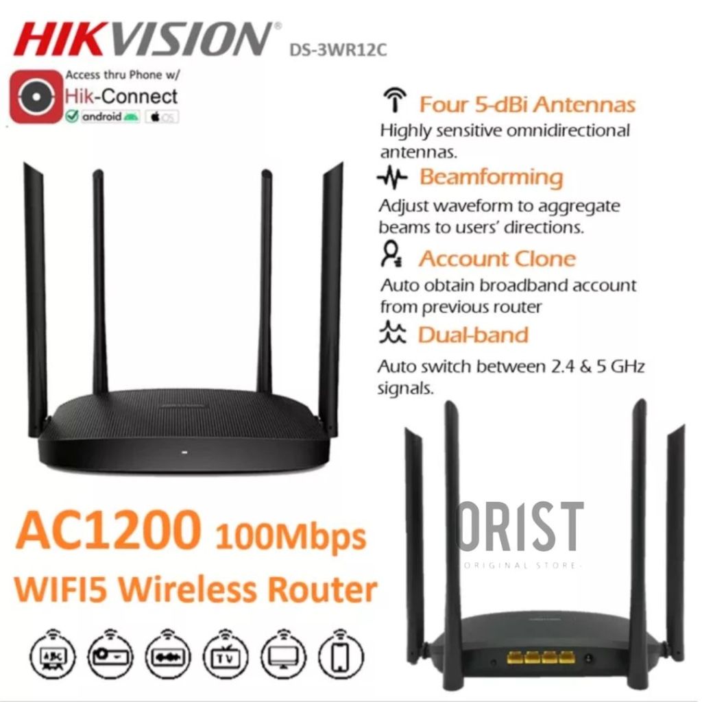 Jual HIKVISION DS-3WR12C WR12C Wireless Router 1200mbps Dual Band ...