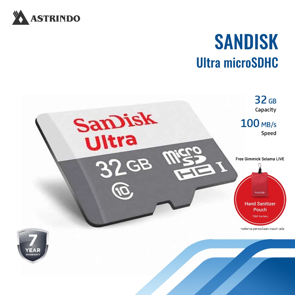 Jual Sandisk Ultra Micro SD 32GB/Class 10/100MBps - (SDSQUNR-032G-GN3MN) | Shopee Indonesia
