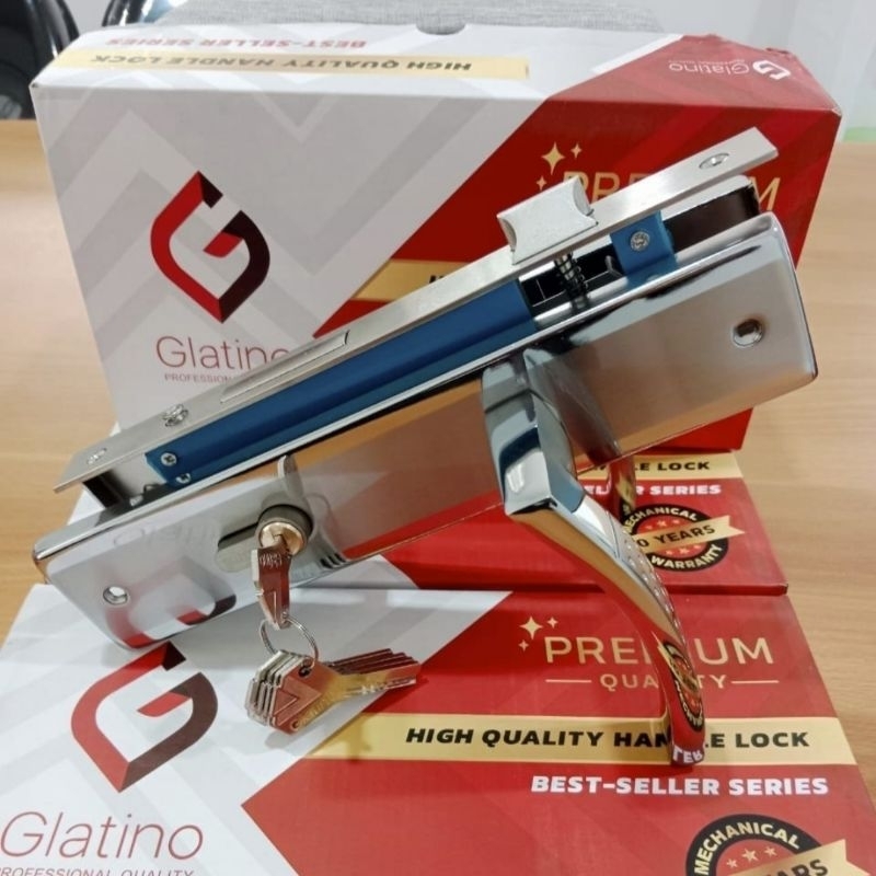 Jual Handle Kunci Pintu Rumah Set Komplit stainless chrome medium ...