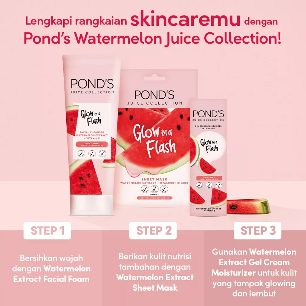 Jual Ponds juice pelembab muka watermelon 100% free alcohol | Shopee ...