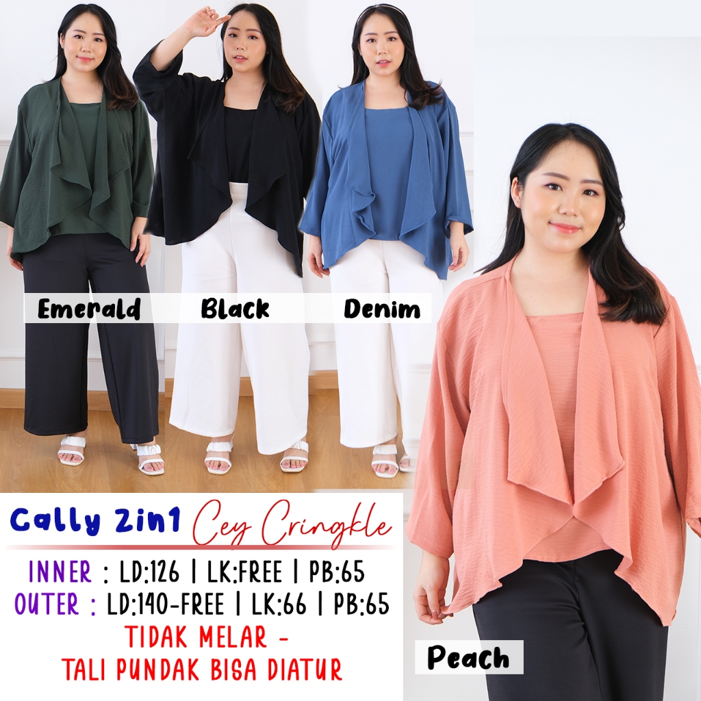Jual CALLY 2in1 BAJU ATASAN DAN DALAMAN WANITA BIGSIZE BIG SIZE JUMBO ...