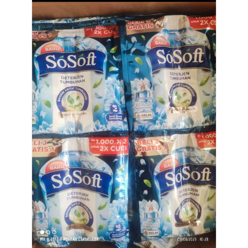 Jual SOsoft Deterjen Liquid kemasan Sachet (beli 3 gratis 1) | Shopee ...
