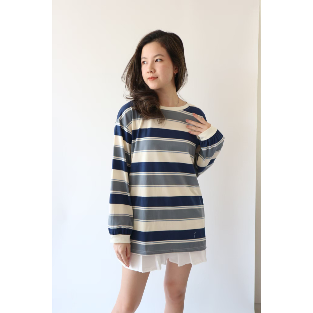 Jual BIG LINE LS TSHIRT OVERSIZE TEE KAOS LONGGAR KAOS OVERSIZE KOREA WANITA MURAH MOTIF GARIS ...