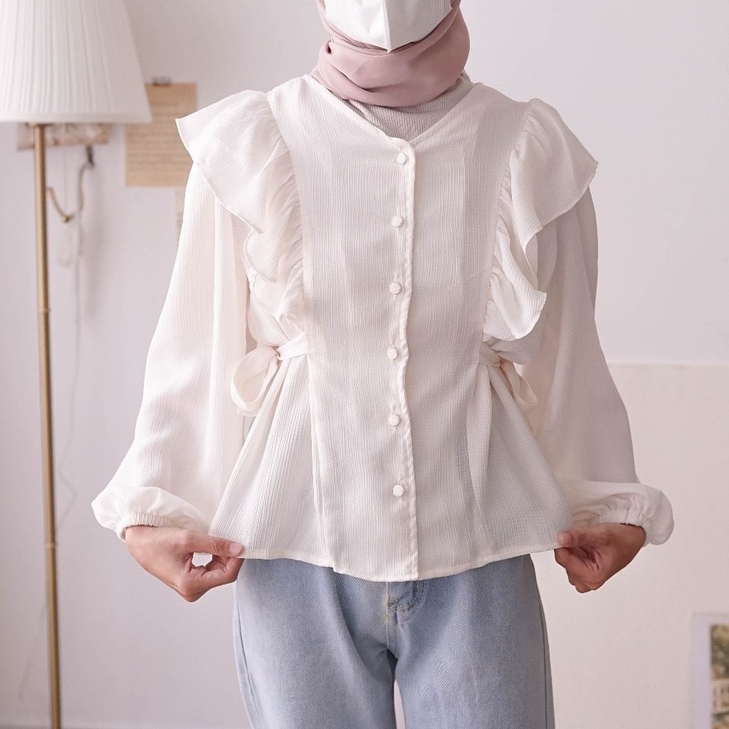 Jual Atasan Wanita Casual Terlaris - korean blouse Ruffle - Atasan ...