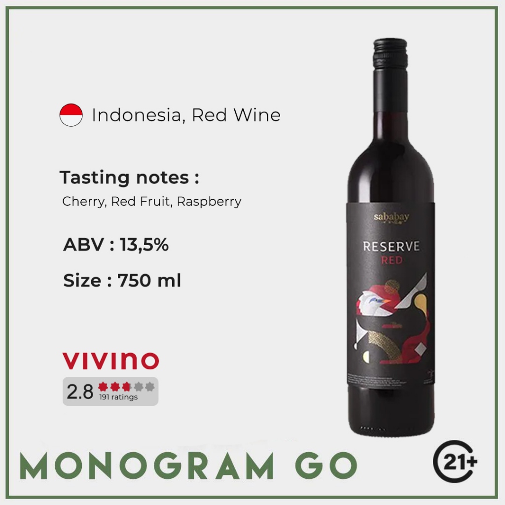 Jual Sababay Red Reserve Indonesian Wine 750ml | Shopee Indonesia