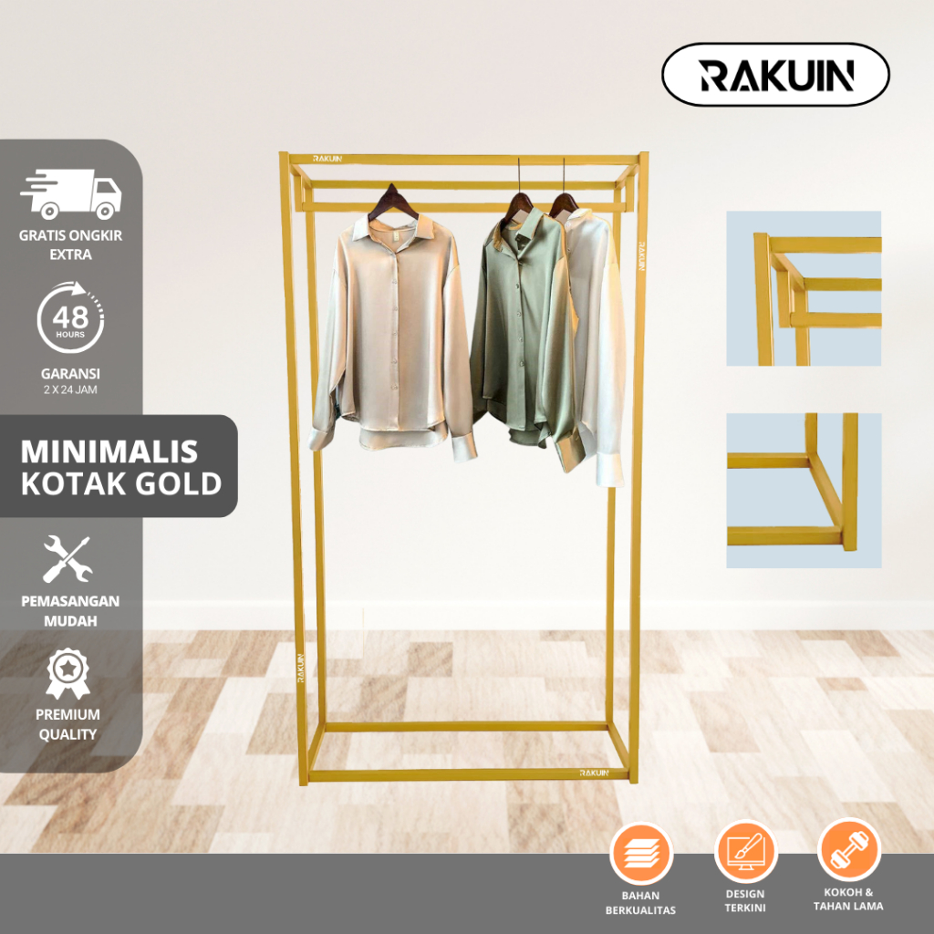Jual RAK MINIMALIS KOTAK GOLD - GANTUNGAN BAJU BESI KOKOH DAN TEBAL ...