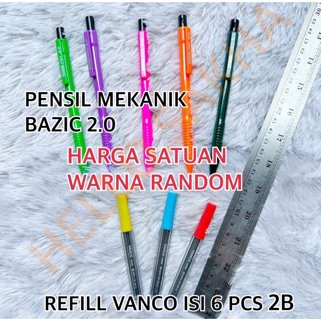 Jual PENSIL 2.0 MEKANIK MERK BAZIC ADA RAUTAN 2B DAN REFILL ISI PENCIL MERK VANCO ISI 6 PCS ...