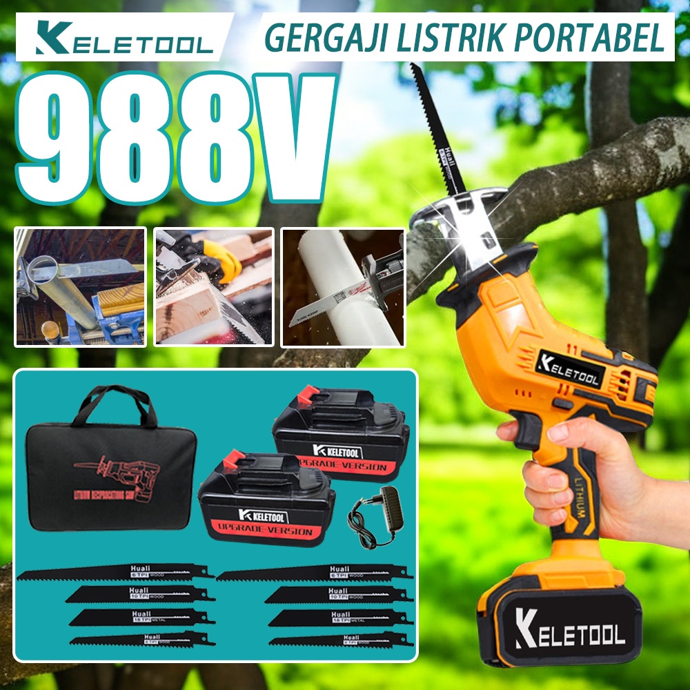 Jual Keletool 2 Baterai Mesin gergaji potong kayu listrik batrai ...