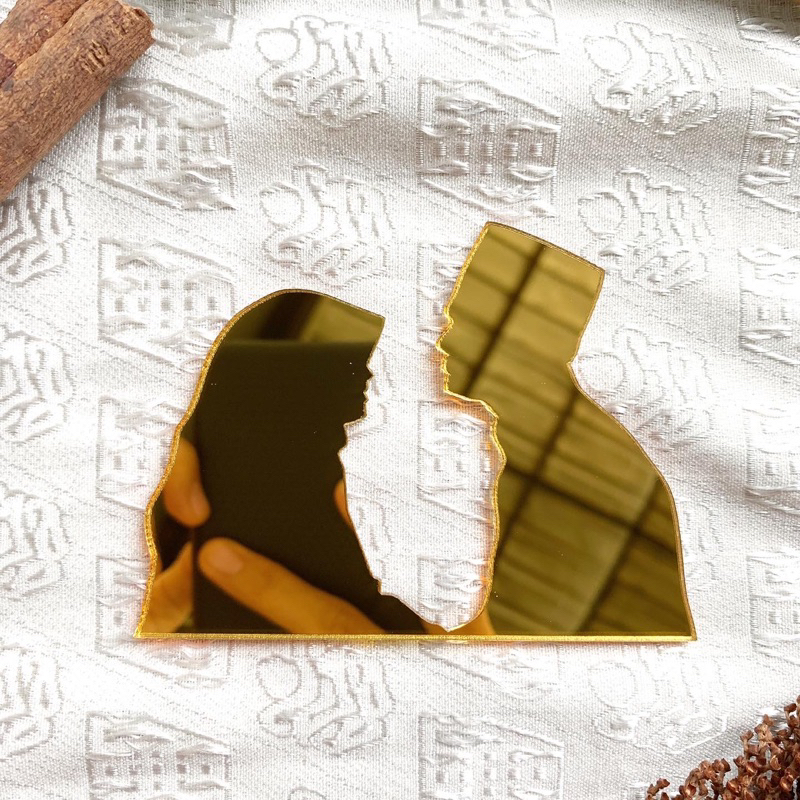 Jual Siluet Couple Santri Pasangan Mempelai Mahar Acrylic Gold | Shopee ...