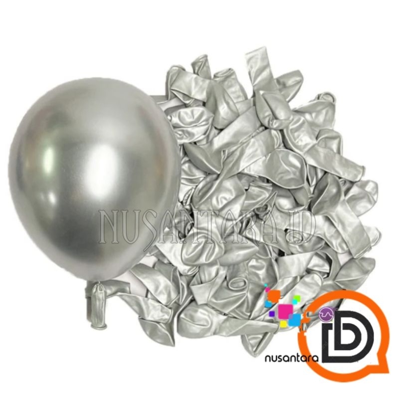Jual Balon Latex Chrome 5 INCH SILVER / balon metalik CHROME dekorasi ...