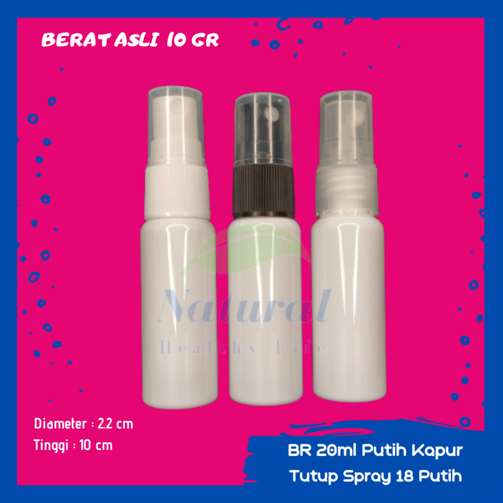Jual Botol 20ml Putih Tutup Spray Mist Neck 18 | Shopee Indonesia