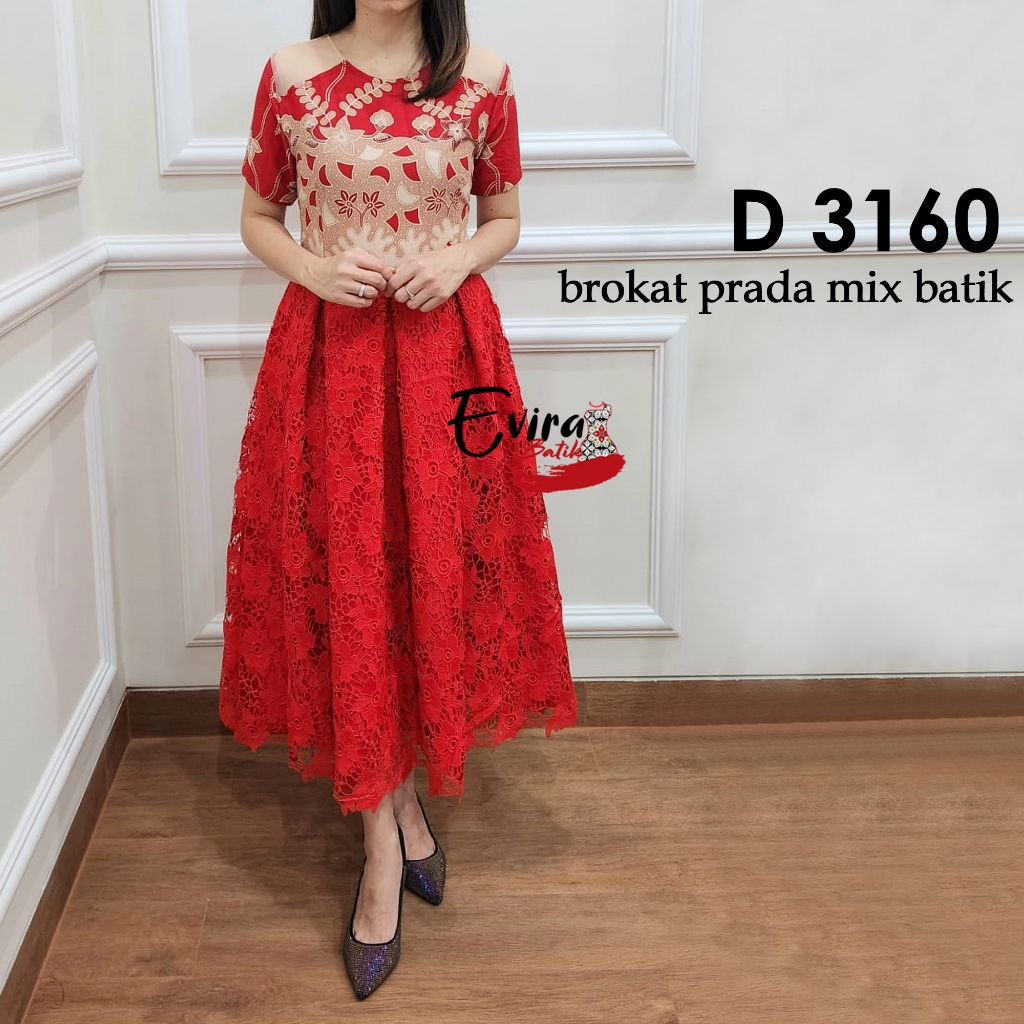 Jual Dress Batik Wanita Modern D 3160 / Dress Batik Natal / Dress Batik ...