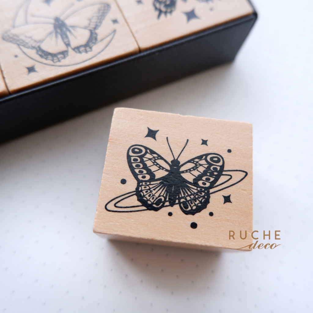 Jual RUCHE DECO - 1 pcs Stamp Set - Wooden Rubber Stamp Butterfly Kupu ...