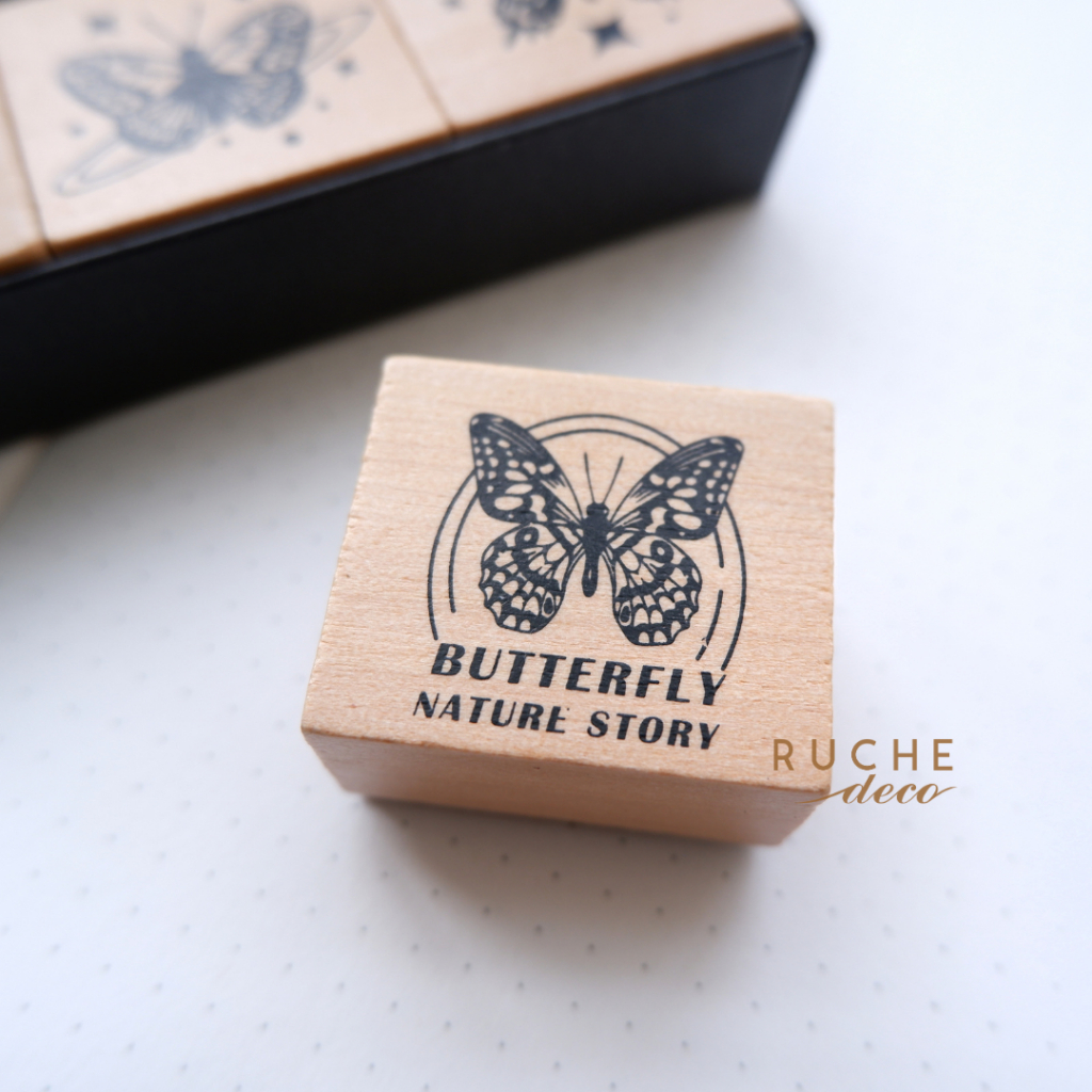 Jual RUCHE DECO - 1 pcs Stamp Set - Wooden Rubber Stamp Butterfly Kupu ...
