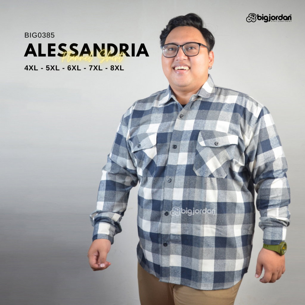 Jual ALESSANDRIA - kemeja flannel pria jumbo size original from Big Jordan ready size 3XL-8XL ...