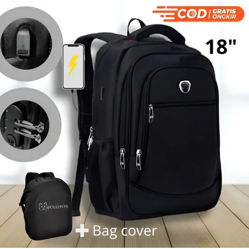 Jual POLO FOX 18 inchi TAS KERJA TAS SEKOLAH TAS RANSEL PRIA TAS LAPTOP ...