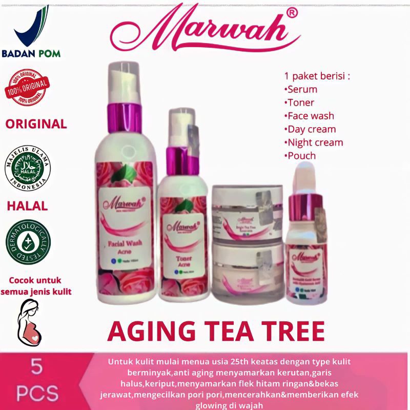 Jual Marwah skincare aging teatree untuk tipe kulit berminyak ...