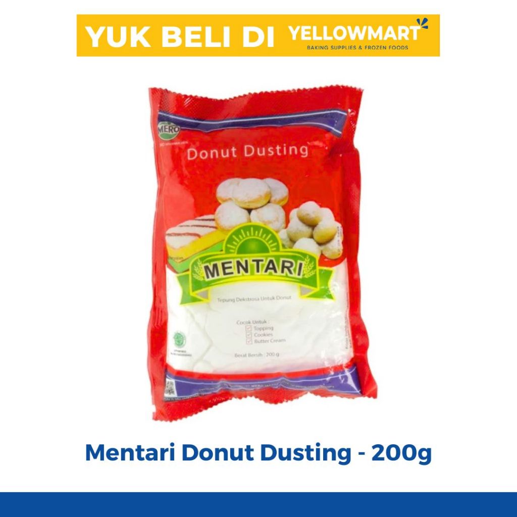 Jual Mentari Tepung Gula Halus Icing Sugar Donat Dusting - 200g Tepung ...